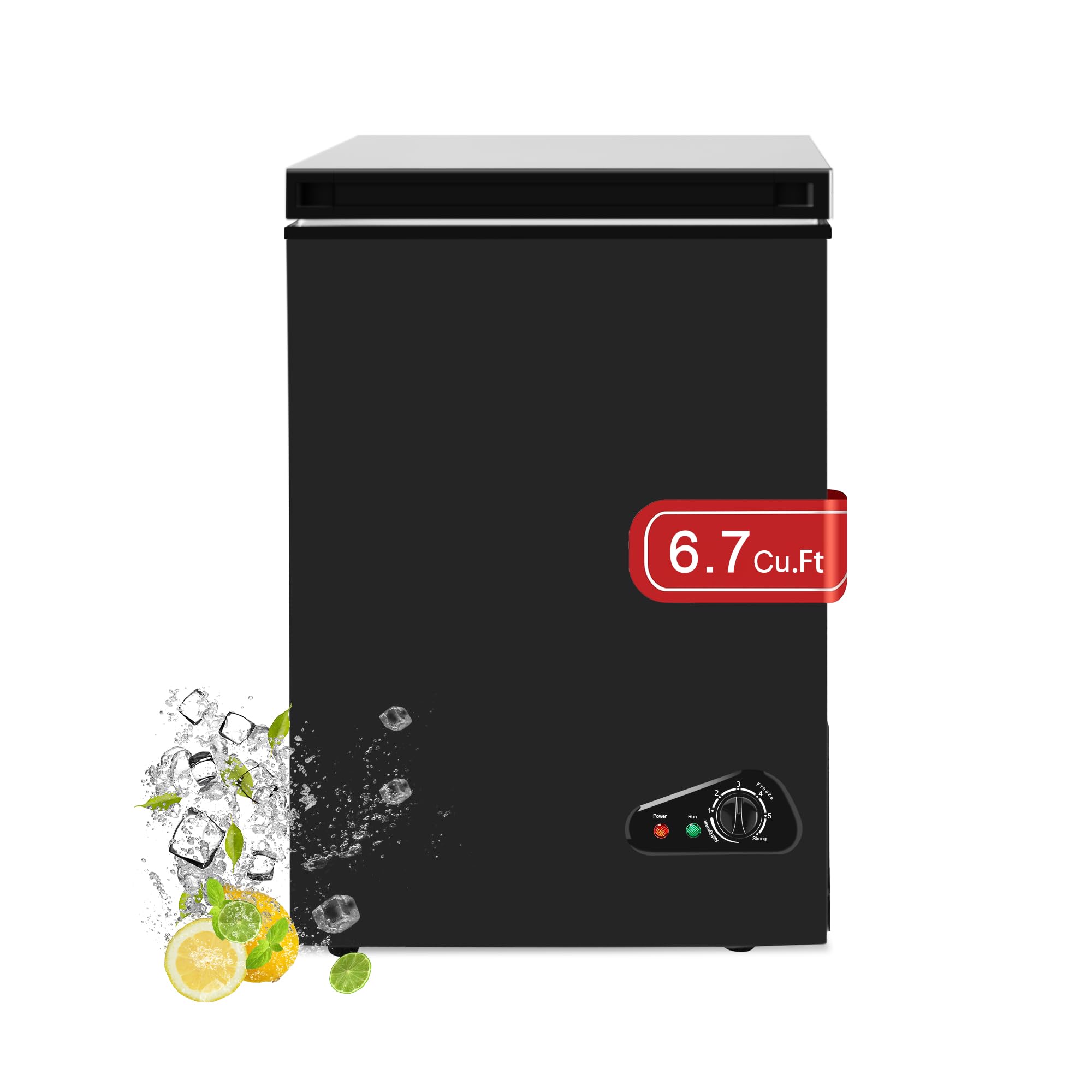 Chest Freezer 5.0 Cu.Ft Compact Chest Freezers with 7 Adjustable Thermostat, Freezer Compressor Cooling with Removable Storage Basket, Energy Saving Perfect for Home Bar Dorm
