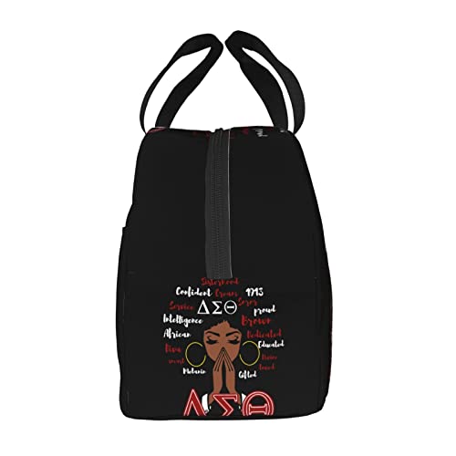 Delta-Sigma Lunch Bag Sorority Paraphernalia Gifts Reusable Lunch Box for Women Men Travel Work Hiking Black One Size