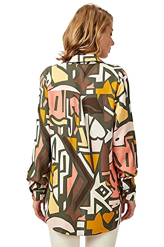 Blouses for Women Fashion 2021, Trendy Casual Button Down Shirts Tops, XS-3XL (Khaki Green, X-Small)
