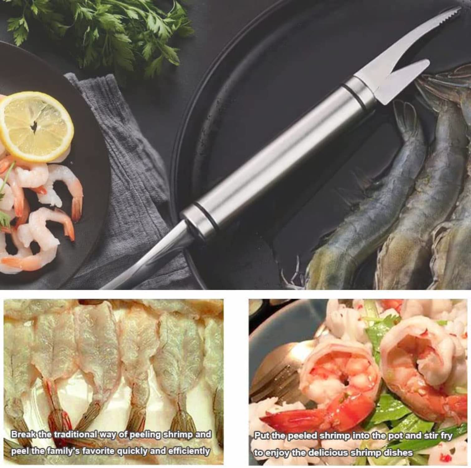 AGSIXZLAN 2pcs 5 in 1 Shrimp Line Fish Maw Deveiner Knifes,Multifunctional Multipurpose Shrimp Line Knifes,304 Stainless Steel Shrimp Tool,Seafood Knives Kitchen Tool