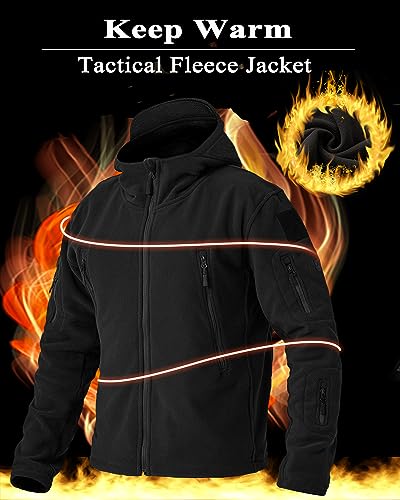 BIYLACLESEN Army Jackets for Men Warm Jacket Mens Winter Coats Softshell Jacket Men Fleece Jacket Ski Snowboard Jackets Black