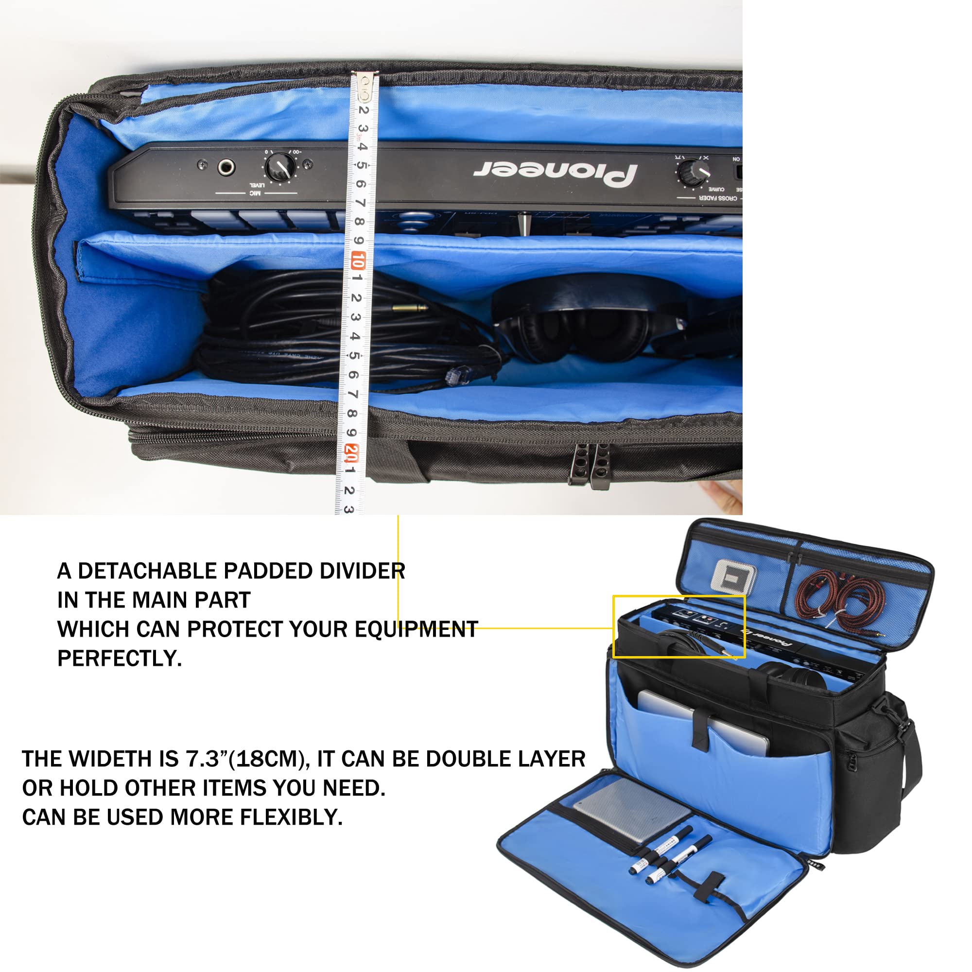AKOZLIN Protector Gig Bag Fit For Pioneer DDJ SR SR2 RR Denon MC4000 Numark NVII Mixtrack Pro 3 NV Platinum Controller Travel Bag 23.3”×7.5”×14.5”