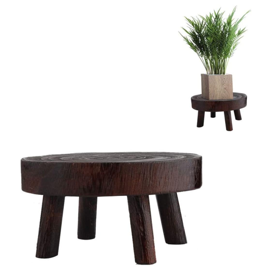 Round Decortive Mini Wood Stool,14x9cm Wood Plant Stands Gardening Stool Indoor Plant Stands Low Stool, Round Step Stool, Wooden Stool for Kids, Small Short Stool, Shoe Changing Stool