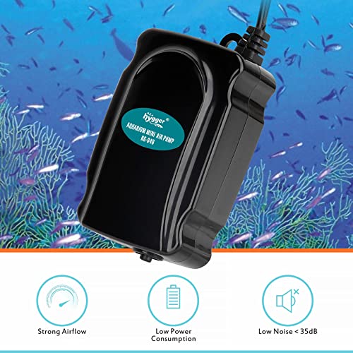 hygger Mini Aquarium Air Pump Kit Small Fish Tank Air Pump 1W for 1-20 Gallon Fish Bowl with Air Tube Air Bubbler Stone Check Valve (1W)