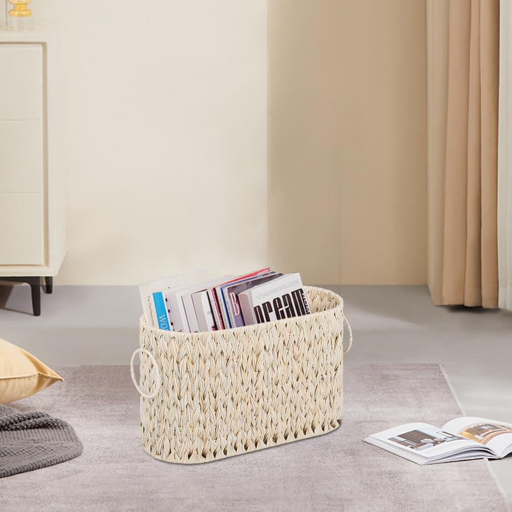 Airsnigi Toilet Paper Storage, 2 Pack Toilet Paper Basket for Bathroom Storage Wicker Toilet Paper Holder for 6 Mega Rolls Waterproof Wicker Bathroom Storage Basket, White