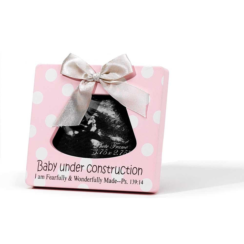 Dicksons Boy Under Construction Psalm 139:14 Blue Polka Dot 4.5 x 5 MDF Sonogram Photo Frame Sign Plaque