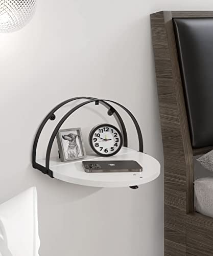 Petrala White Nightstand, Mini Simple Floating Nightstand Modern Minimalist Wall Mount Shelf for Bedroom Decor Sturdy Small Storage Rack Foldable Bedside Table for Bedroom Living Room Study Room