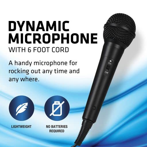 808 Singsation Dynamic Microphone with 6' Cord, Lightweight, No Batteries Required, Plug and Play Accessory, Designed for SPKA30/SPKA700 Karaoke Machines