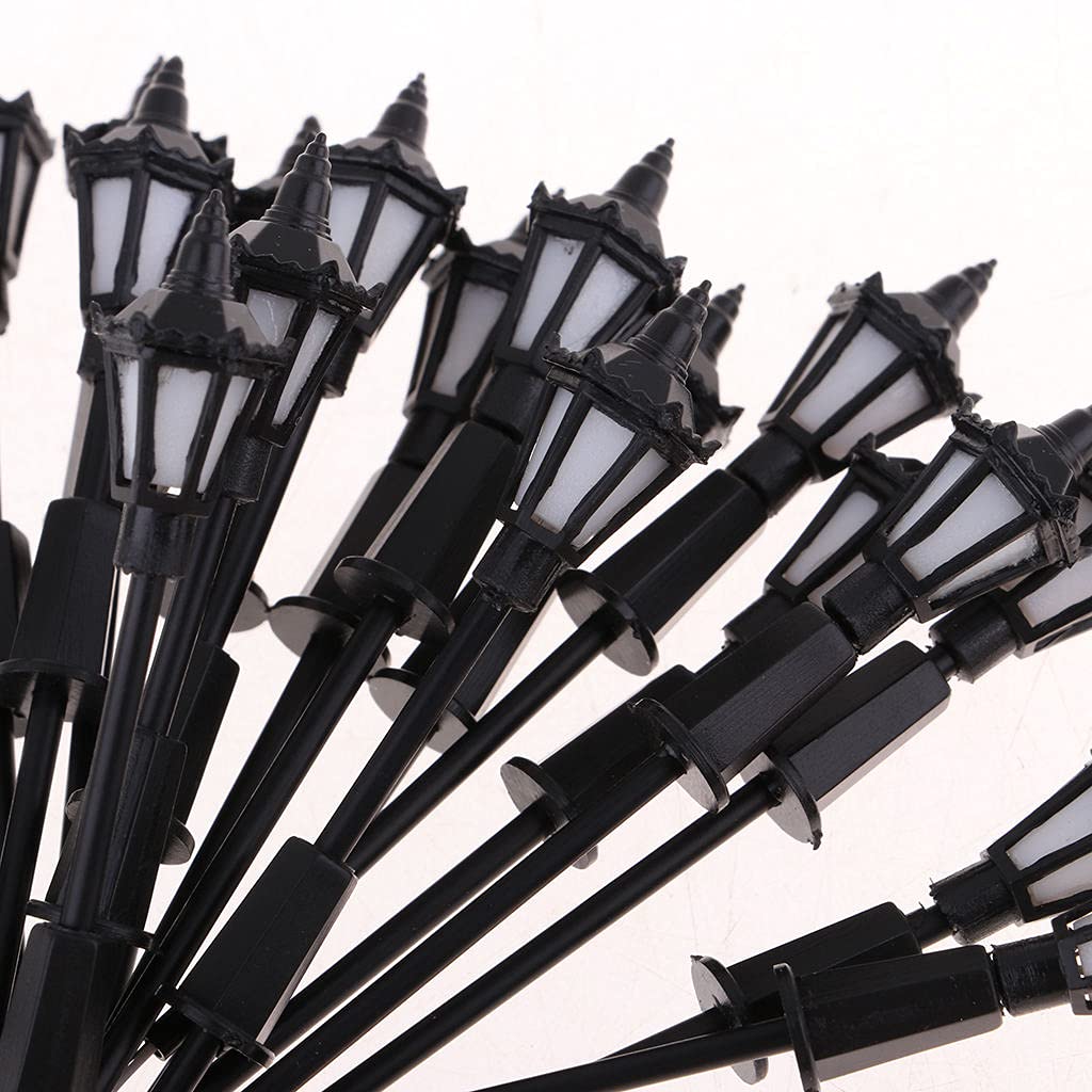 Amagogo 20pcs 1/100 3V HO Scale Miniature Street Lights Railway Train LED Lamp Post Single Head Garden Landscape Decoration for Diorama Sand Table