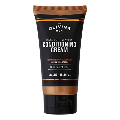 Olivina Men Rinse Out | Leave In Conditioner Cream, Bourbon Cedar, Cedar, 2 Ounce