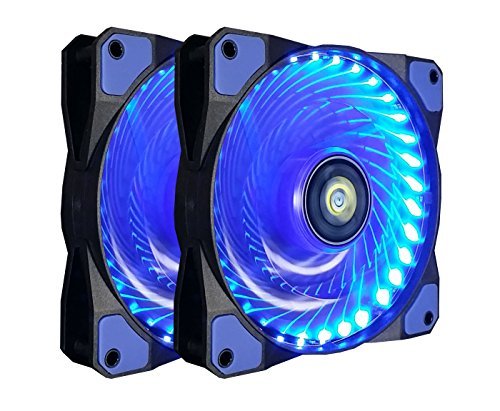Conisy Silent Series 120mm Case Fan for Computer Case, LED PC Case Fan with 4pin Molex & 3pin Motherboard Connector - Blue (2 Pack)