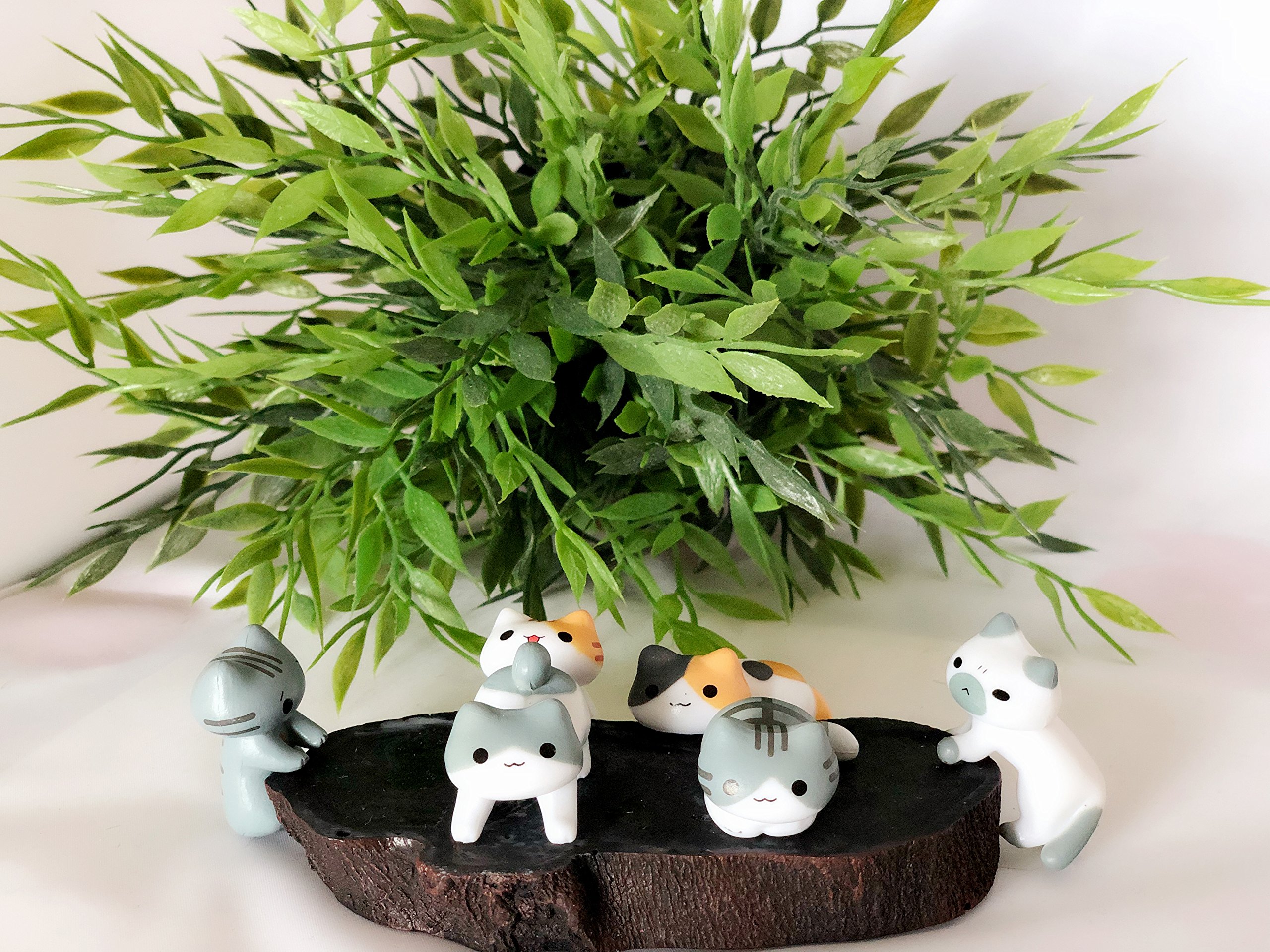 Neko 6pcs Miniature Home Fairy Garden Cats - Micro Kitty Landscape Ornament Decorations – Cute Lucky Cat DIY Figures for Crafts, Home Decor and Cake Topper
