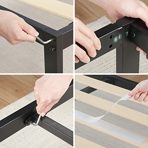 Olee Sleep 14 Inch Modern Metal Platform Bed Frame / Mattress Foundation / Wood Slat Support / No Box Spring Needed, Twin, Black