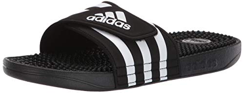 adidas Women's Adissage Slides Sandal, Black/White/Black, 7
