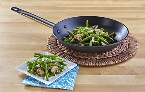 Imusa LCI-19006 Light Cast Iron Pre-seasoned Non-Stick Saute HandlesSaute Pan with Stainless Steel Handles, Black, 9.5-Inch
