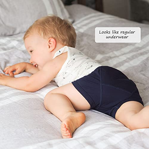 Conni Kids Training Boxer Pants | Soft Shorts Reusable Toddler Potty Training Underwear | Waterproof Easy Pull Up Youth Incontinence Navy Size 8-10