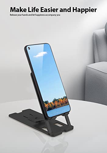 Cell Phone Stand, Portable Aluminum Phone Holder, Adjustable Phone Dock Cradle, Compatible with iPhone 13/12/11 Pro Max, Samsung Galaxy, Small Tablets(Black)