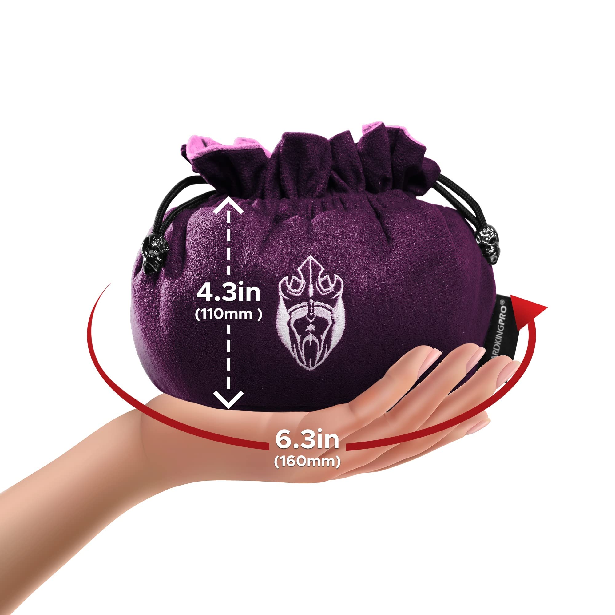 CardKingPro Immense Dice Bags with Pockets - Purple - Capacity 150+ Dice - Great for Dice Hoarders [Patented Design]