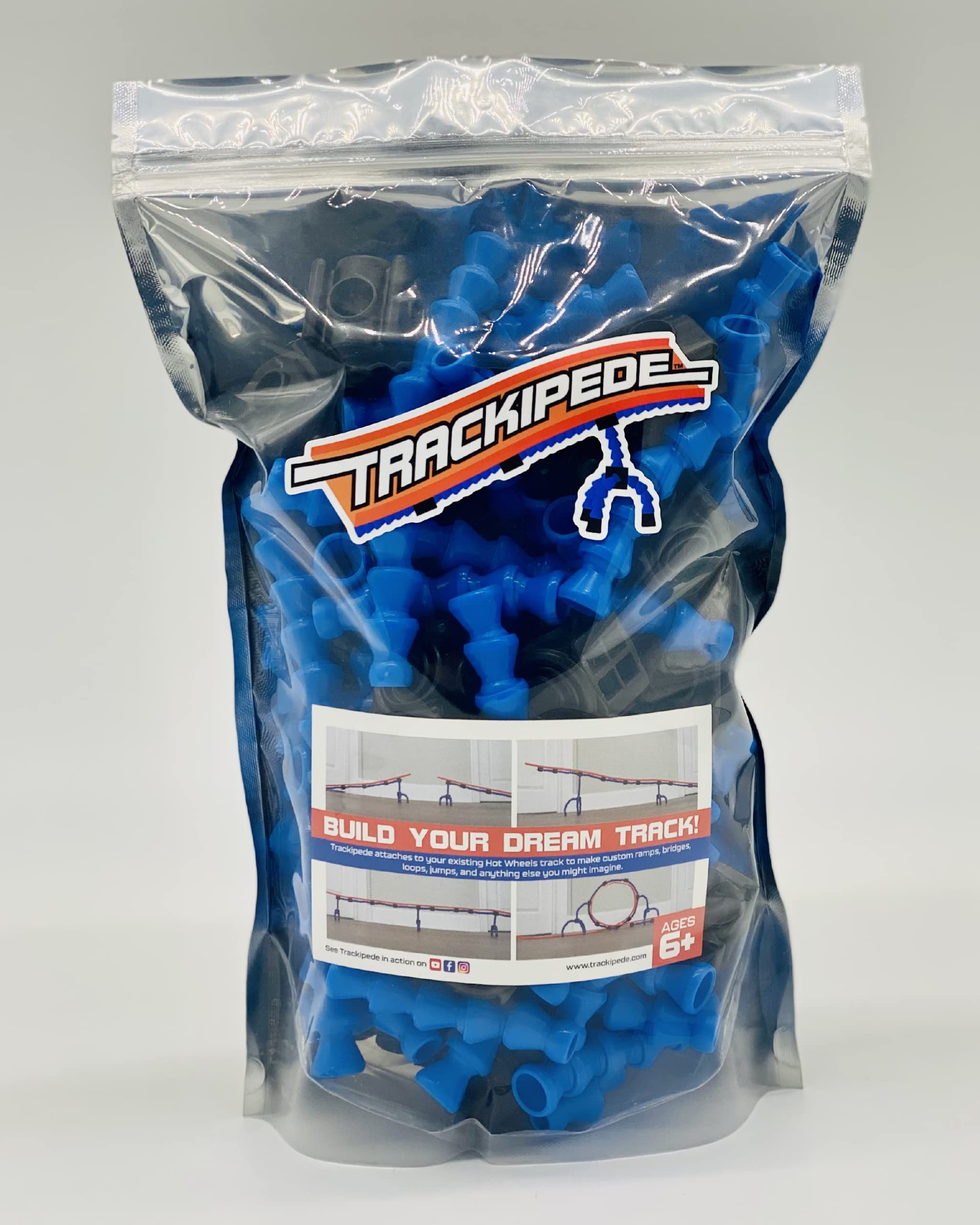 Trackipede Big Bag Building Set - Compatible with Hot Wheels Track and Playsets, Creative Track Building Attachment