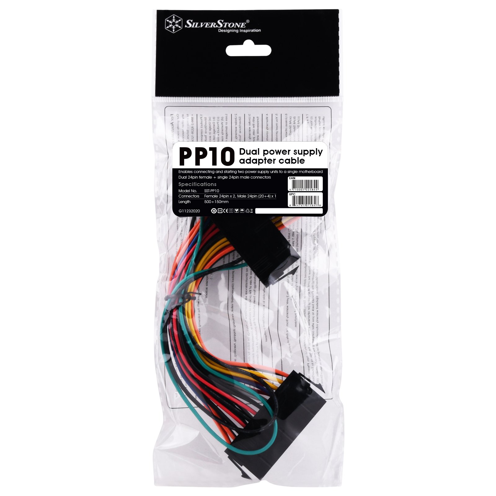 SilverStone Technology Dual 24pin Power Supply Adapter for use of Two PSU at Once in Cryptocoin Mining PP10