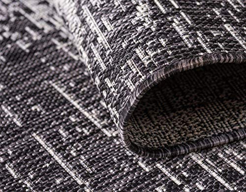Unique Loom Outdoor Modern Collection Area Rug - Ombre (4' 1" x 6' 1" Rectangle, Charcoal Gray/ Ivory)