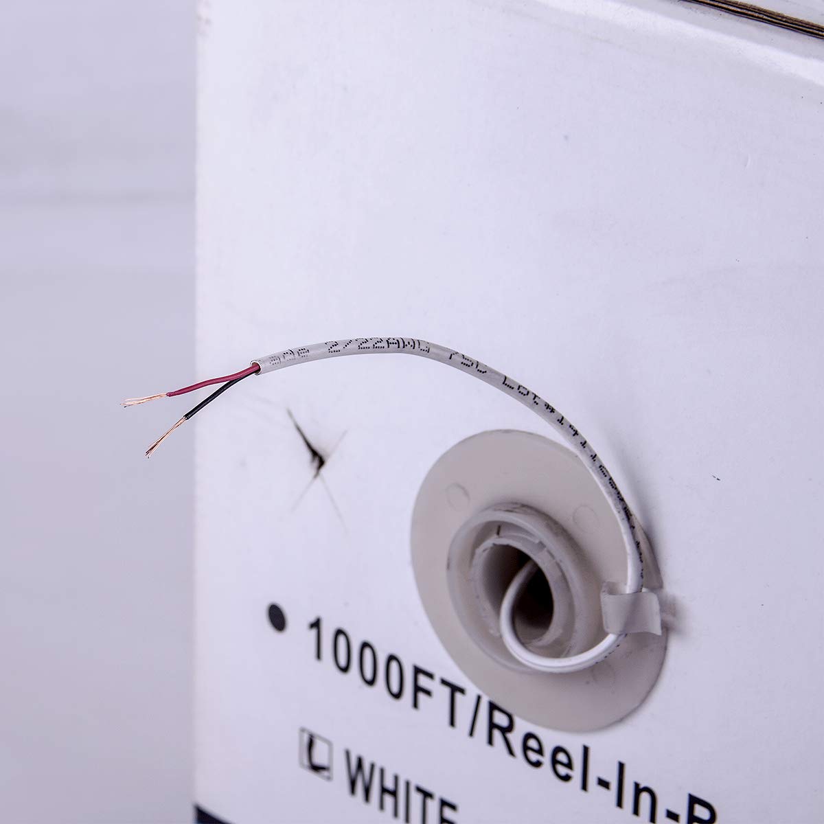 FiveStarCable 22-2 1000 Ft. Alarm Wire 22AWG 2 Conductors 22/2 22-2 Security Cable Alarm Bulk Cable for Efficient Power and Signal Transmission White