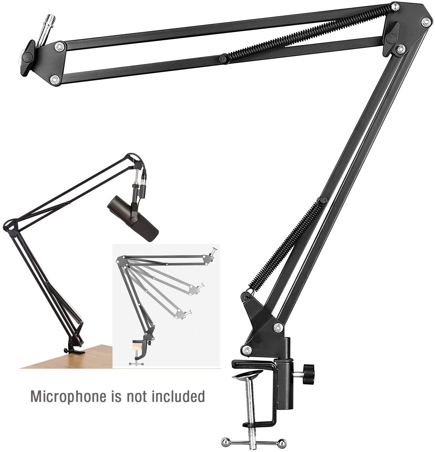 Boytone BT-29ST Adjustable Microphone Arm Suspension Boom Scissor Arm Stand, with 3/8" to 5/8" Screw Adapter, for Radio Broadcasting Studio, Voice-Over Sound Studio, Stages, and TV Stations
