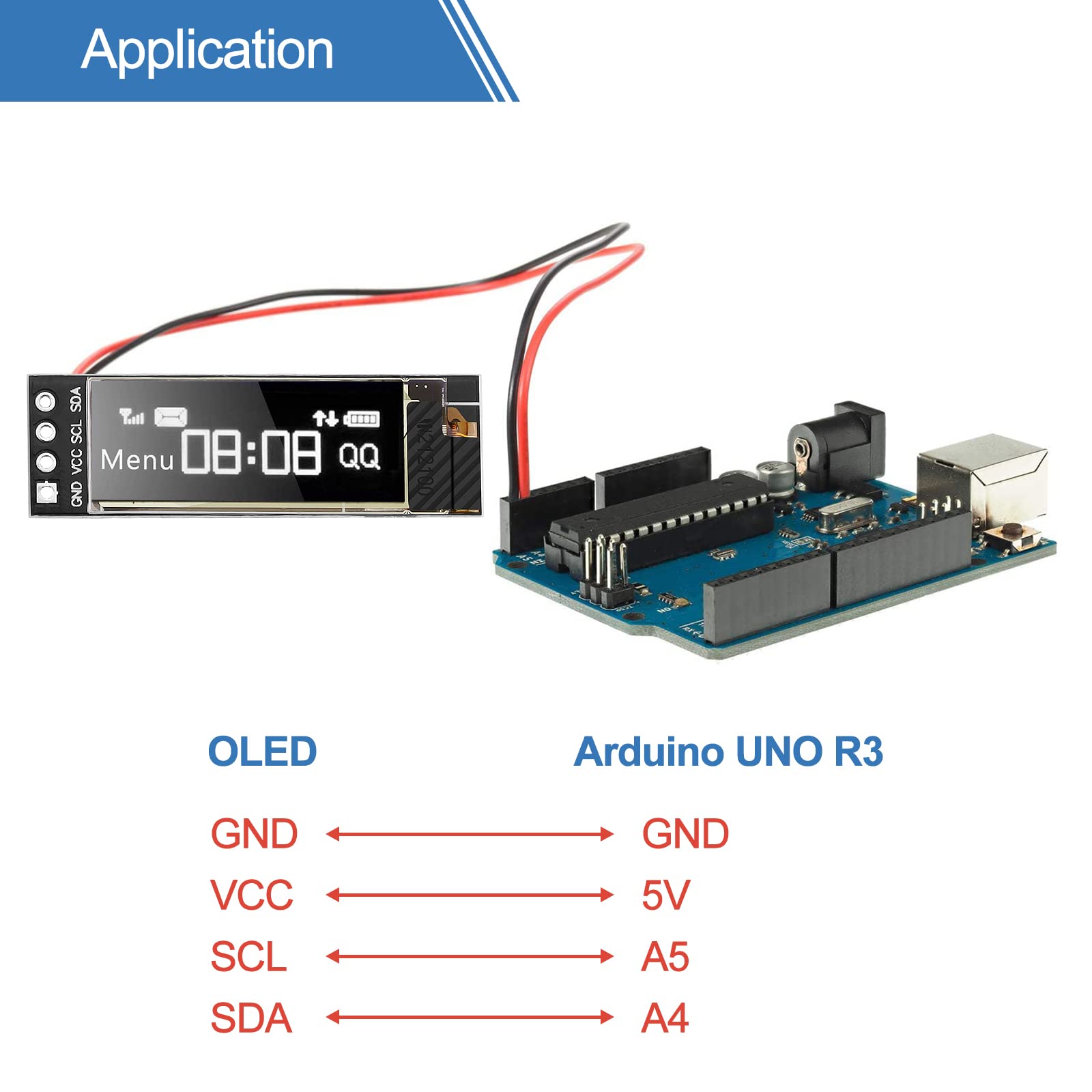 MakerFocus 2pcs I2C OLED Display Module 0.91 Inch I2C SSD1306 OLED Display Module White I2C OLED Screen Driver DC 3.3V~5V for Arduino ESP8266 ESP32 STM32