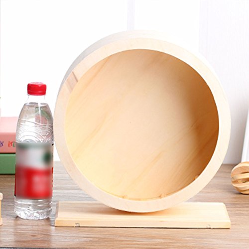 OMEM Hamster Exercise Wheel,Small Animals Running Toy Suitable for Rat, Pig, Chinchilla, Gerbil, etc. pet Wooden Harmless, Handmade (L)