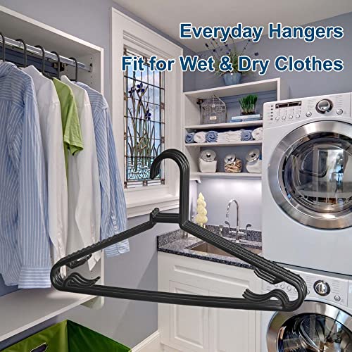 Black Plastic Hangers 20 Pack, Light Weight Durable Clothes Hangers Non-Slip Slim Heavy Duty Hangers G-Shape Standard Size Ideal for Tank T-Shirts Dresses Jackets Suits Blouses Ties Leggings (Black)