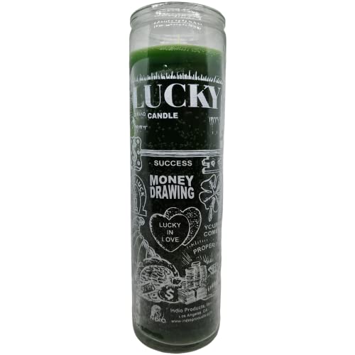 INDIO 7 Day Glass Candle Money Drawing - Green