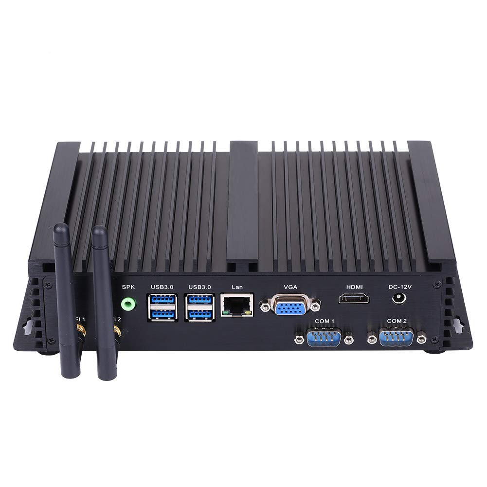 HUNSN Fanless Industrial PC, Mini Computer, I5 4200U 4250U 4258U 4278U, Windows 11 or Linux Ubuntu, IM03, VGA, HDMI, LAN, 2 x COM RS232, 2 x USB2.0, 4 x USB3.0, 16G RAM, 256G SSD