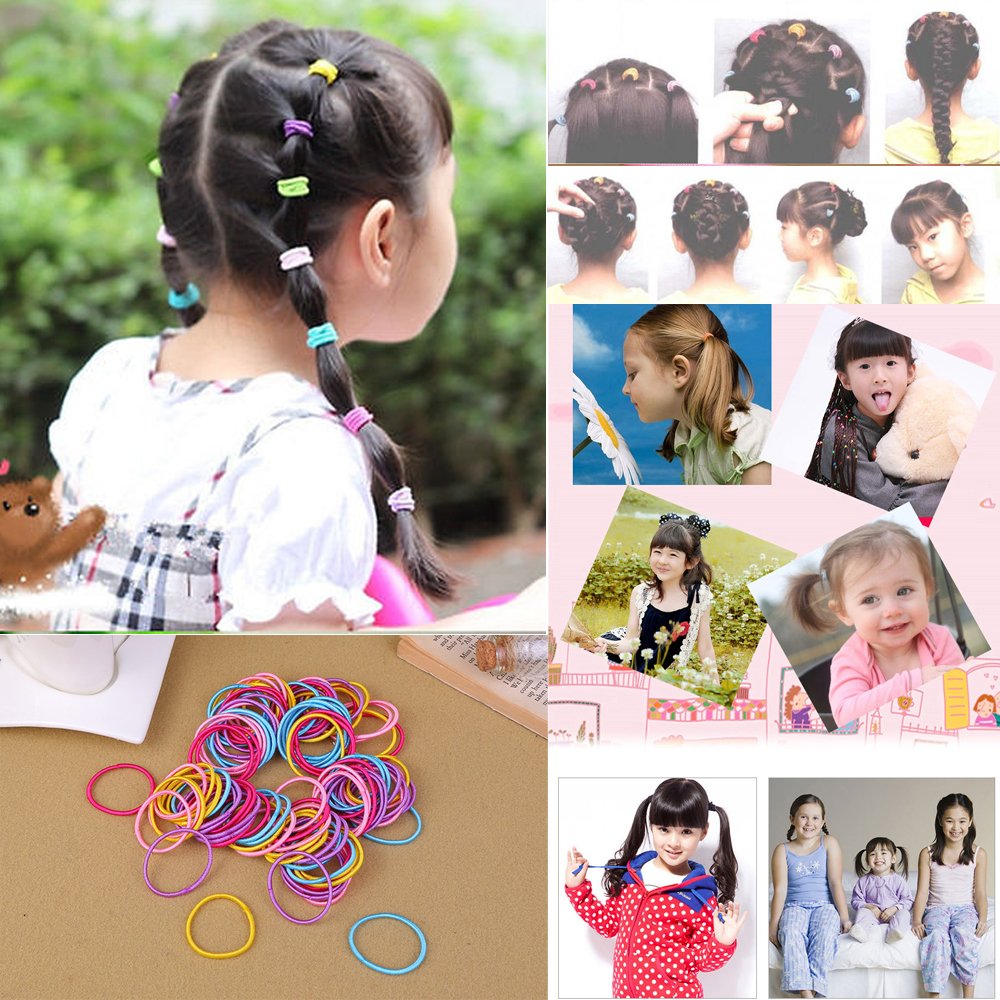 Coobbar 100pcs Women Elastic Hair Ties Band Ropes Ring Ponytail Holder (Red)