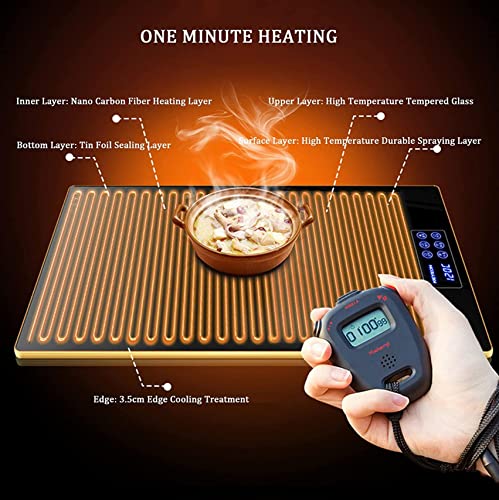 Buffet Warming Tray Hot Plate with Adjustable Temperature Control, Party Chafing Dish, Electric Food Warmer for Kitchen, Dining Room,Black,16x11inch (Black 31x19inch)