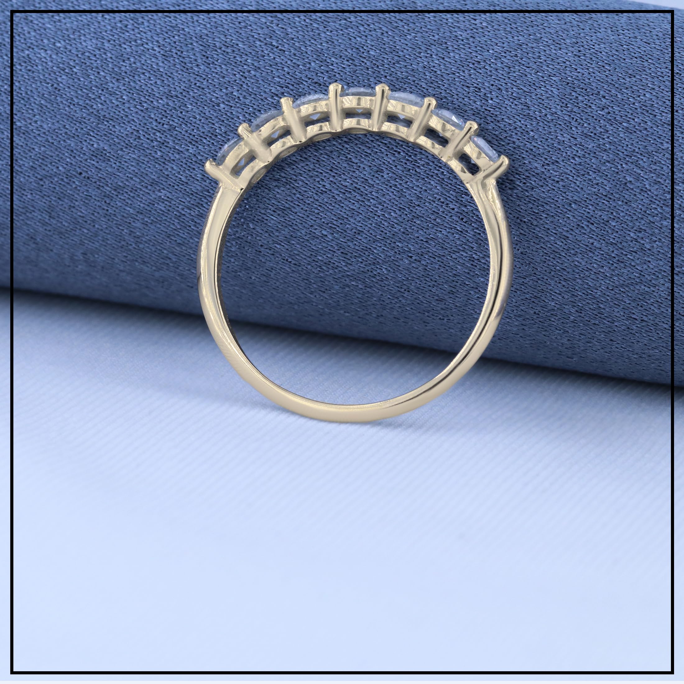Dazzlingrock Collection 0.50 Carat (Ctw) in 14K Yellow Gold Round Lab Grown Diamond Women 7 Stone Wedding Band Ring 1/2 CT (Size 5.5)
