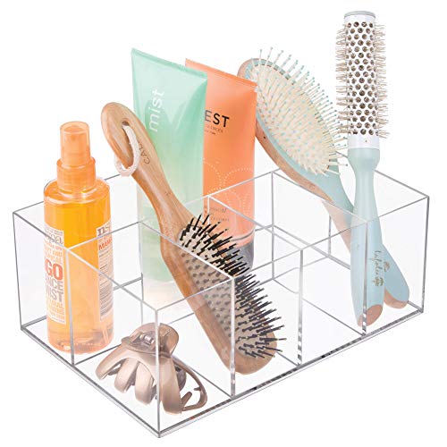 iDesign 5 Compartment Plastic Bathroom Storage Organizer, The Clarity Collection β 9.88β x 6.88β x 4β, Clear