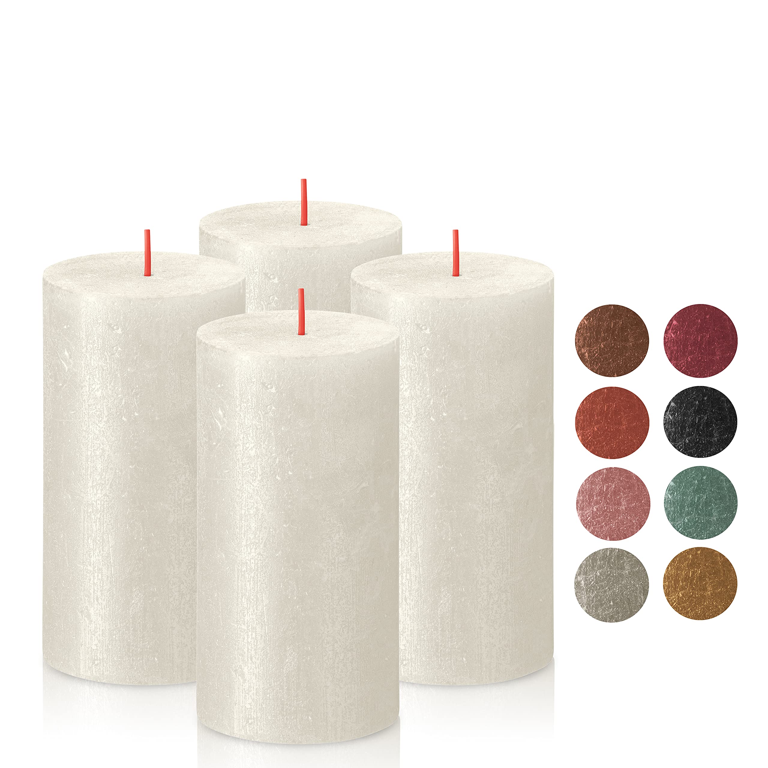 BOLSIUS 4 Pack Sandy Gray/Gold Sunset Rustic Metallic Pillar Candles - 2.75 X 5 Inches - Fine European Quality - Includes Natural Plant-Based Wax - Unscented Dripless Smokeless 60 Hour Candles