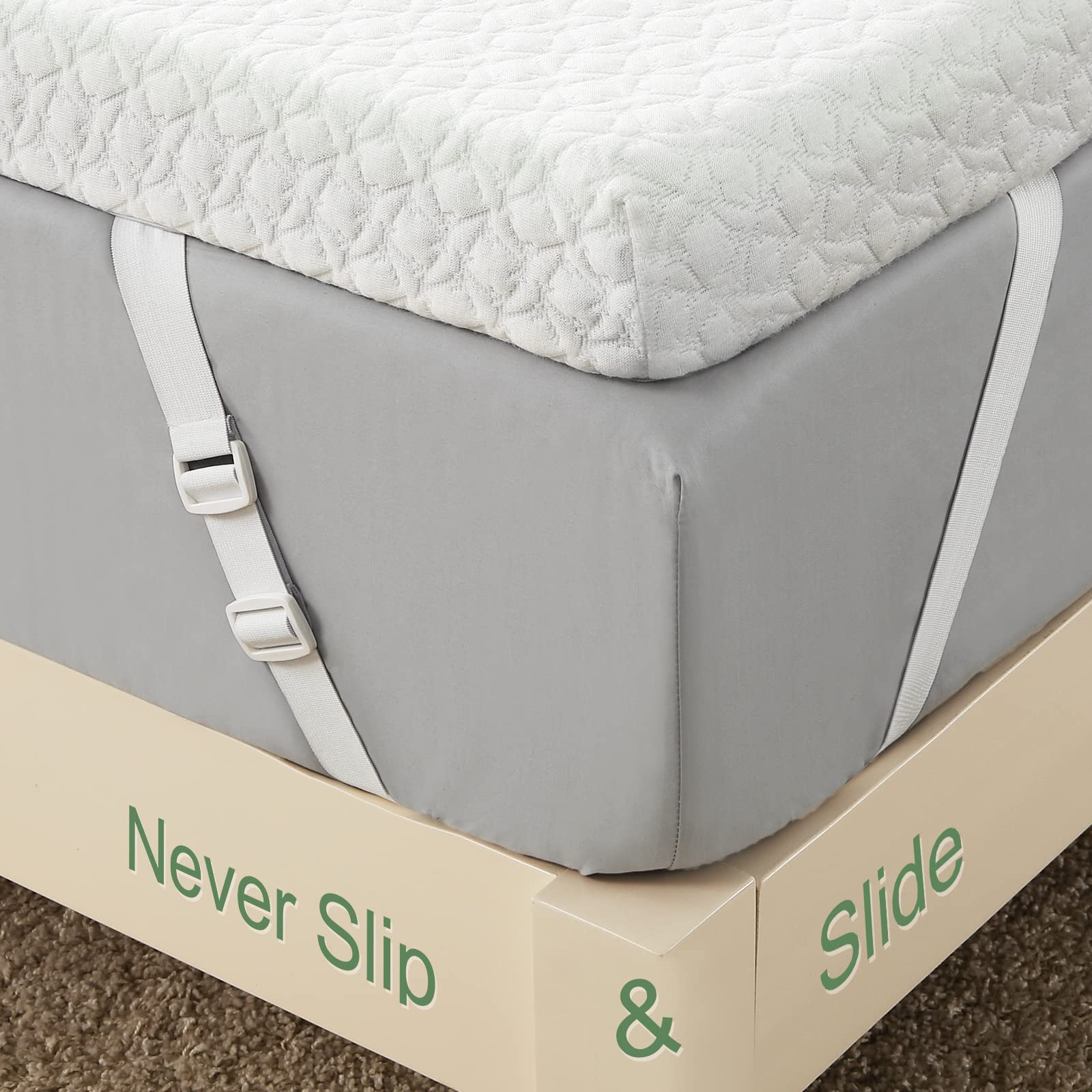 Mattress Topper Queen, Assile 3 Inch Green Tea Memory Foam Mattress Topper with Zippered Bamboo Cover, Cloud-Like Soft