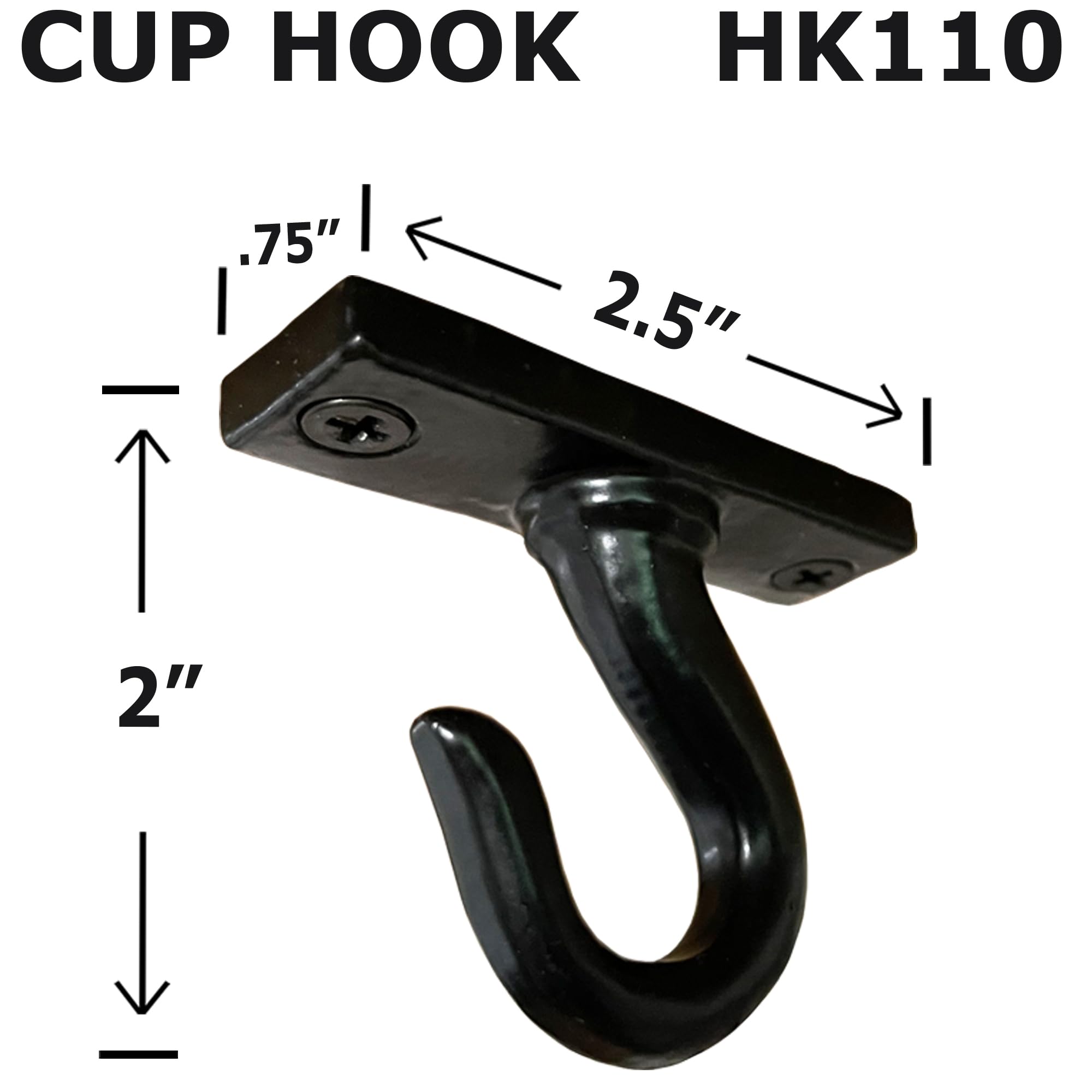Antique Hardware Depot - 2.5β-Under Cabinet or Shelf Coffee Mug Holder β Cup Hooks Separator β Decorative Black Iron Hangers - Create Rack Under Counter or Wall β Cups, Keys, & Utensils (4-Hooks)