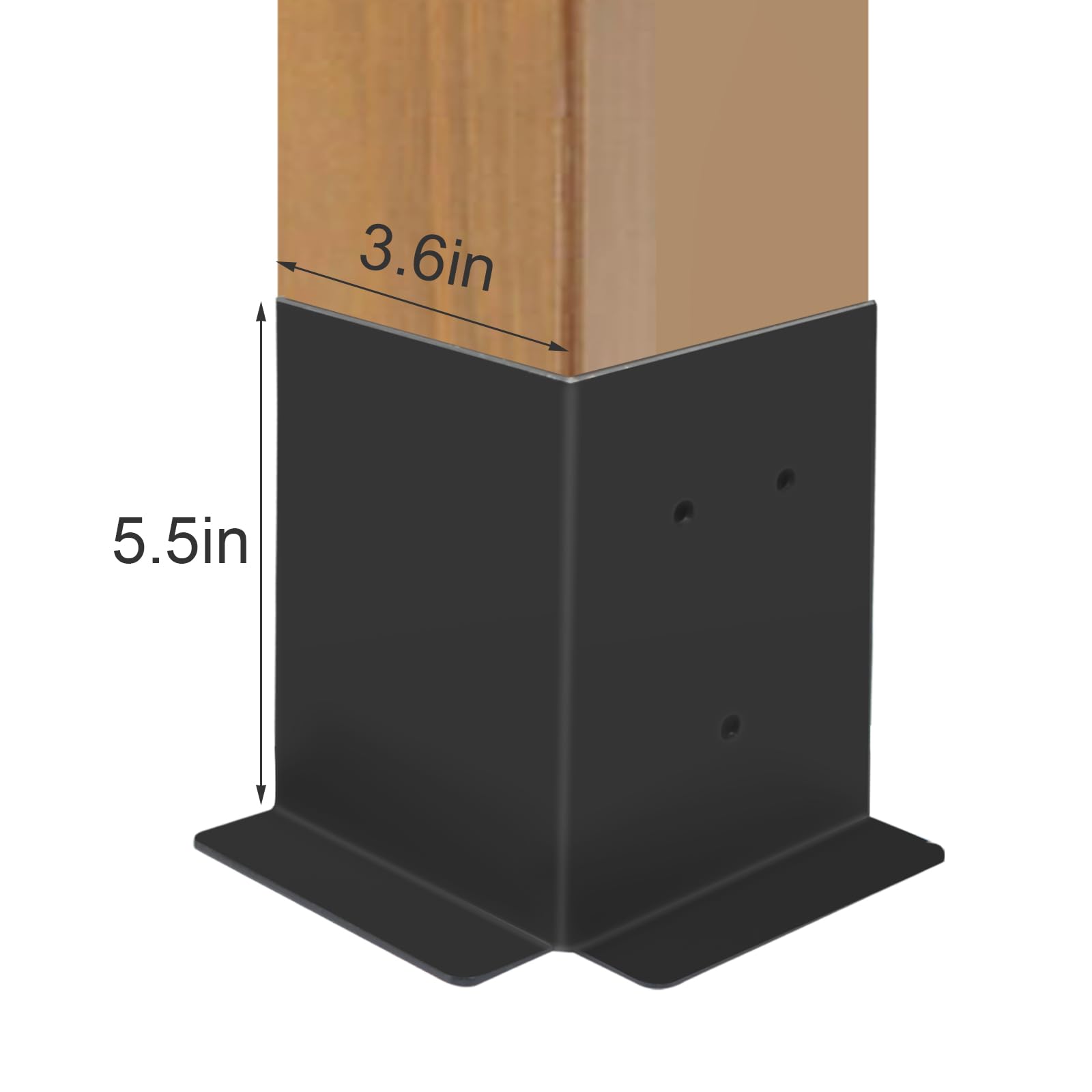 4x4 Post Base 4 Pcs, (Inner Size 3.6x3.6) Post Anchors, 13GA Thick Solid Steel & Black Powder Coated,Deck Post Brackets Support Deck Base Plate Pergola Brackets Fence Kit Mailbox Mount
