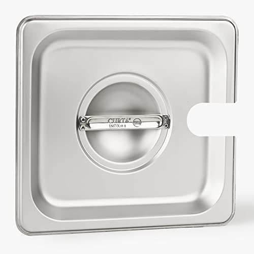 CURTA 6-Pack 1/6 Size Slotted Steam Table Pan Cover, Lid with Handle, NSF, Hotel Pan Cover, Catering Food Pan Cover