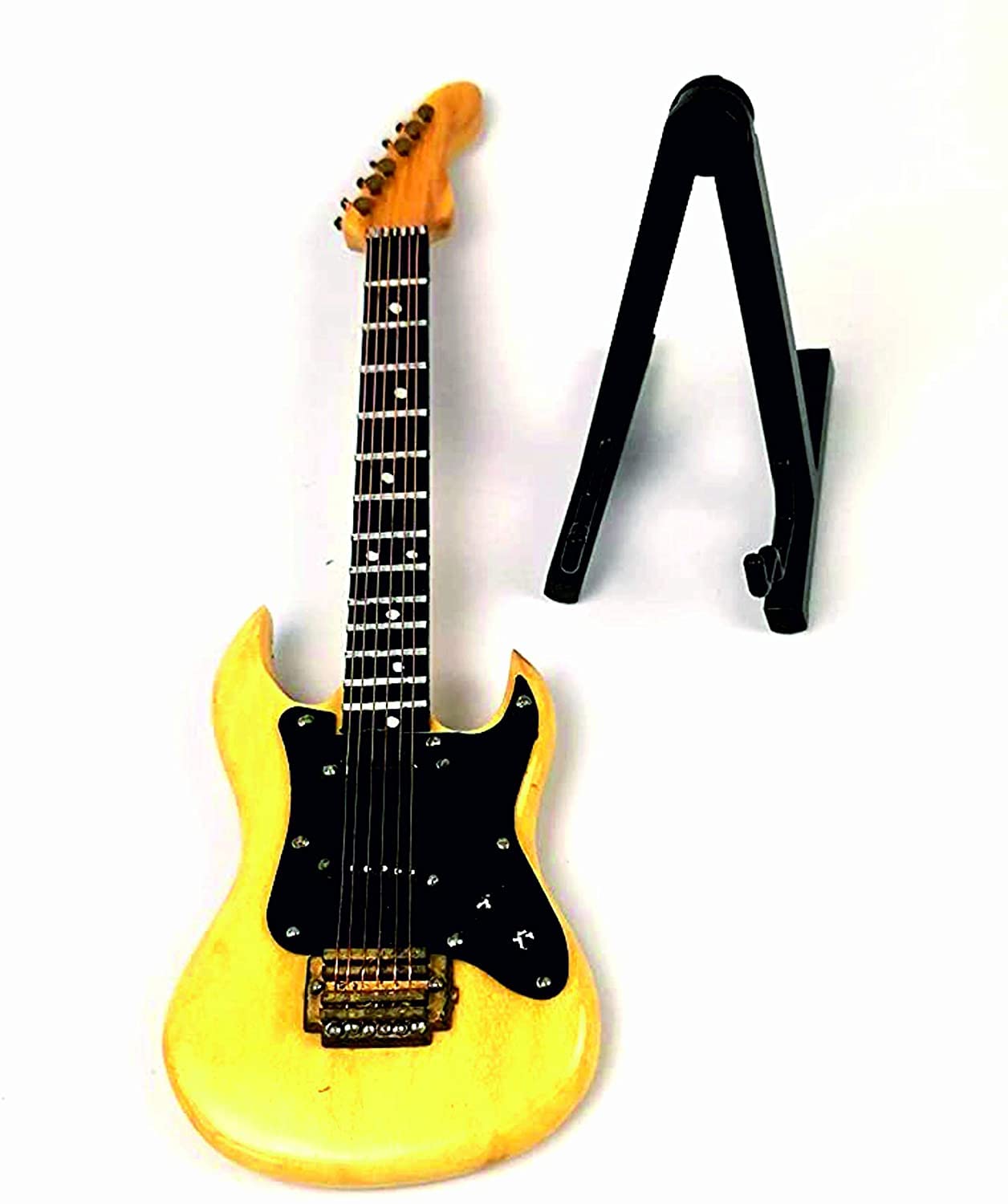 ALANO 17cm Yelloe Mini Electric Guitar Model Musical Instrument Ornaments Mini Guitar Model Home Decoration (GE21/23A-17)