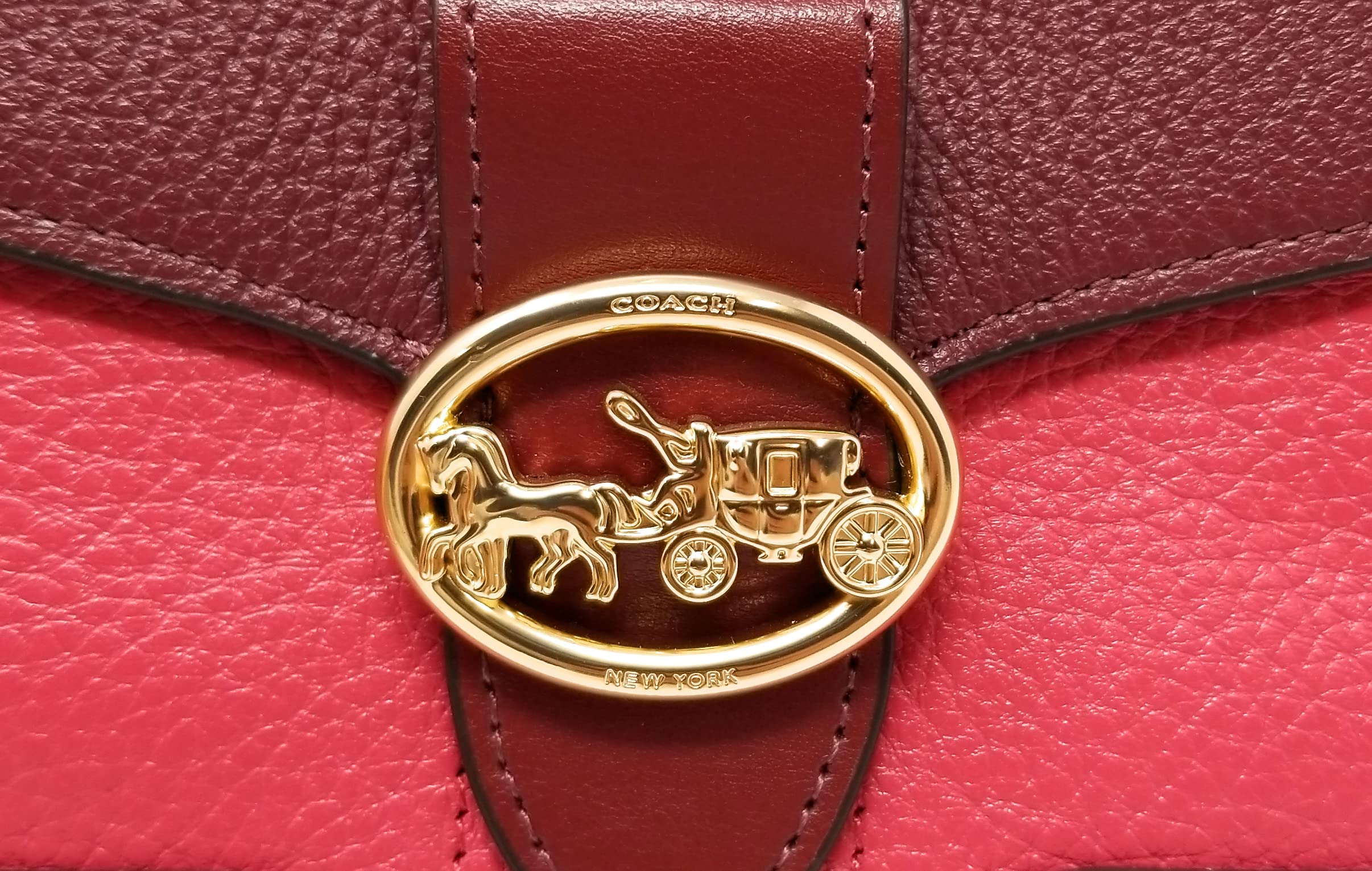 Coach Womens Georgie Crossbody Bag (Colorblock - Pebbled Leather - Oxblood - Wine)