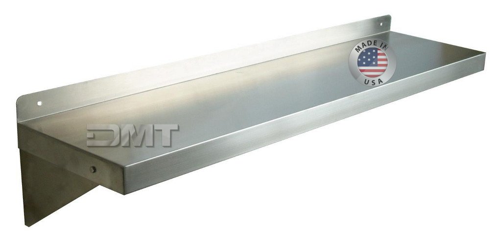 DMT Stainless Wall Shelf. 36" X 8" Deep. Made in USA.