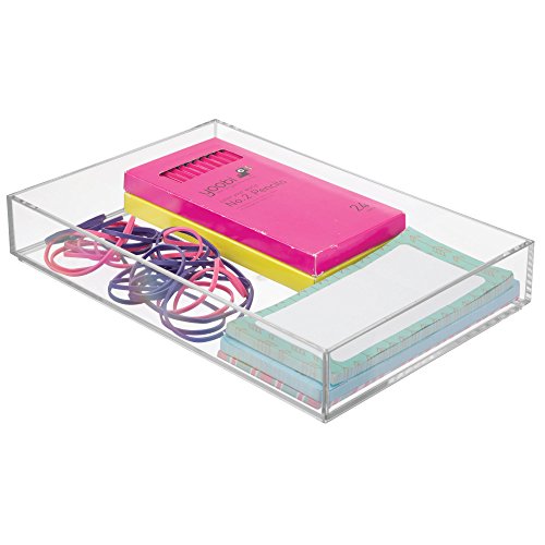iDesign Decorative Countertop Vanity Tray Organizer for Bathroom, Bedroom, Closet, Entryway, The Clarity Collection – 8" x 12" x 2", Clear