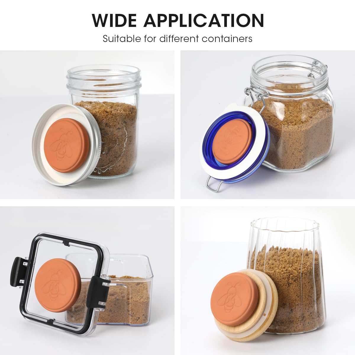 Aieve Brown Sugar Keeper Disc,2 Pack Brown Sugar Saver with Magnetic Attachment to Container Lid (Keep Brown Sugar Soft without Direct Contact)