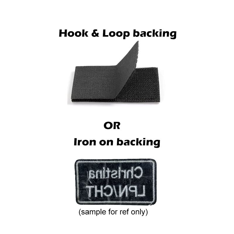 Custom Embroidery Name Patches 3.5W x 2H, 2PCS Personalized Military Number Tag, Velcro or Iron On Tactical Badges For Clothing Backpacks Vest (Black)