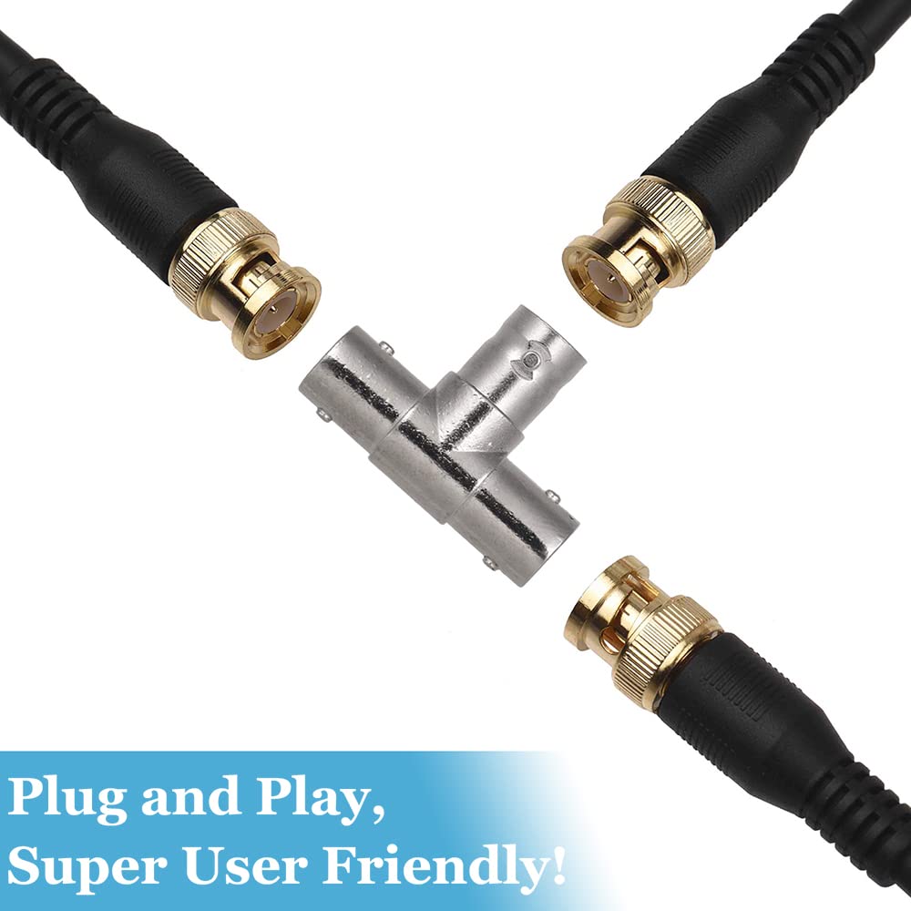Warmstor 6-Pack BNC Female to BNC Dual Female Adapter Splitter BNC Cable 3-Way Connector for for Antenna CCTV DVR Camera