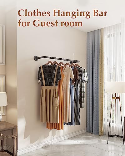 Bodato Industrial Clothing Rack 38.4'' for Wall, Heavy Duty Pipe Clothes Rack Wall Mounted for Hanging Clothes Garment, Closet Rod Hanging Bar for Walk-in Closet