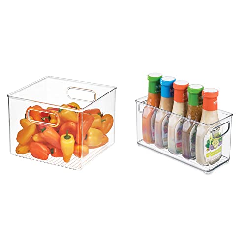 iDesign Plastic Fridge and Pantry Organizer Bin with Integrated Handles โ 8โ x 8โ x 6โ, Clear & Linus BPA-Free Plastic Stackable Organizer Storage Bin with Handles for Kitchen, Pantry, Bathroom, Small